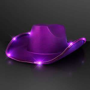 FlashingBlinkyLights Shiny Light Up Purple Cowboy Hat