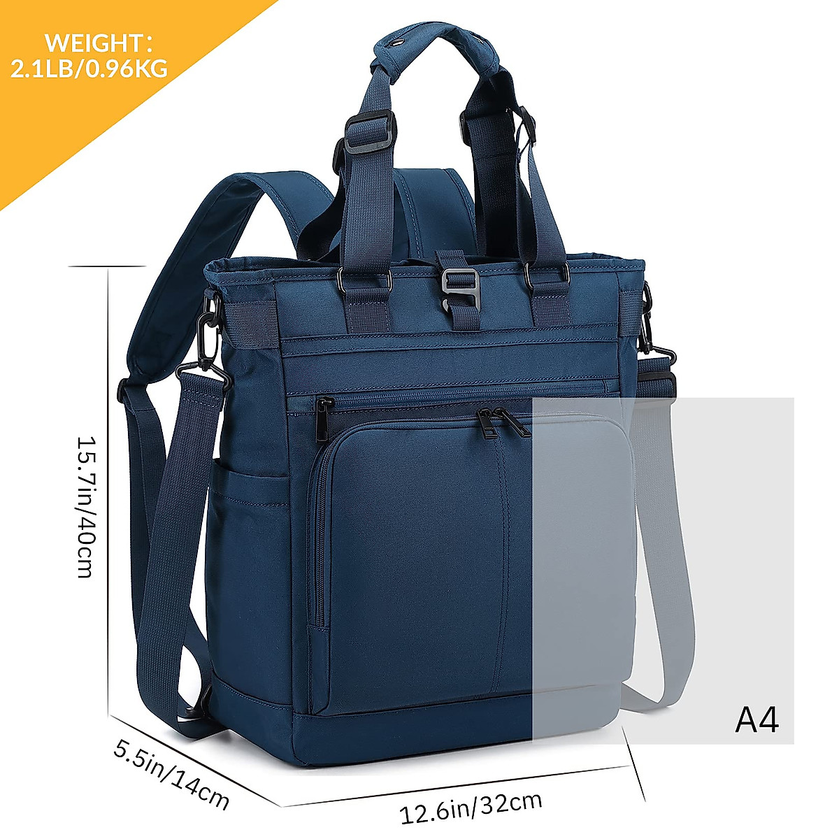 mygreen Anti Theft Travel Backpack Purse Convertible Tote Bag Crossbody Casual Backpack for 15.6" Laptop, Unisex Laptop Tote Shoulder Bag with Multiple Pockets for Work Travel Gym Blue