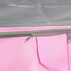 Amazon Basics Fabric Underbed Shoe Storage Organizer with Handles - Pink, Pack of 2