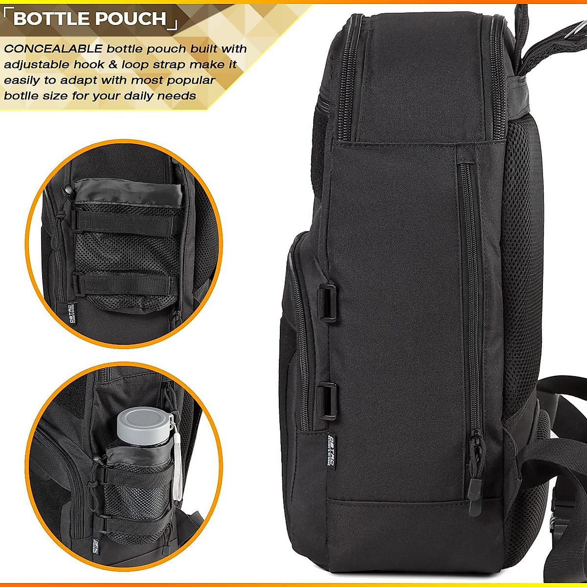 DBTAC Tactical Lunch Backpack, Large Lunch Cooler for Men Women Adult | Backpack Coolers insulated Leak Proof for Work Picnic Travel w/ Soft Easy-Clean Liner x2 (Black, 24-Cans)