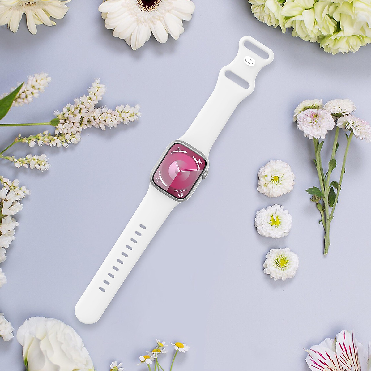 ADCNLG Sport Bands Compatible with Apple Watch Band 40mm,41mm 38mm 42mm 44mm 45mm 49mm Women Men,Soft Silicone Strap for iWatch Series Ultra 9 8 7 6 5 4 3 2 1 SE White