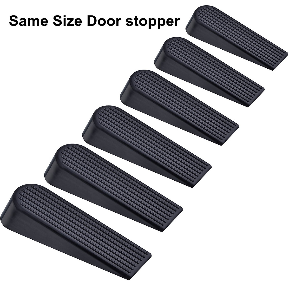 Hotop 6 Pack Door Stop Wedges Black Rubber Door Stoppers for Home and Office