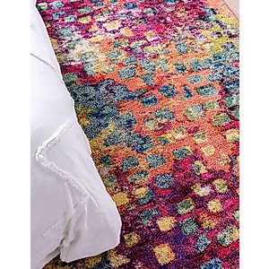 Unique Loom Jardin Collection Colorful, Vibrant, Abstract, Modern Area Rug, 6 x 9 ft, Multi/Blue