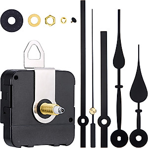 High Torque Long Shaft Clock Movement Mechanism Wall Quartz Clock Mechanism Kit with 2 Different Pairs of Hands Clock DIY Repair Parts Motor Replacemen(Color Set 1, Shaft Length 9/10 Inch/23 mm)