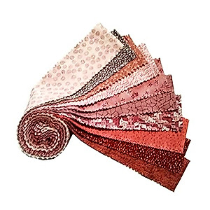 Brewer Stof Coordinates Junior Jelly Roll Up - Twenty 2.5 x 42 Precut Fabric Quilting Strips in Colorway (Rose),Pink