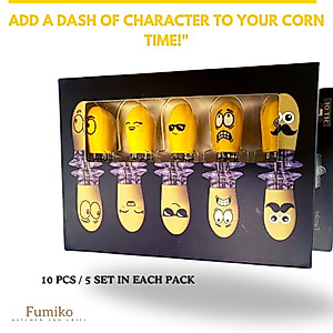 Fumiko's Unique Corn Holders for corn on the cob - 10 PCS/5 corn cob holders set, Fun Faces, interlocking corn holder set making your corn on the cob experience even more entertaining