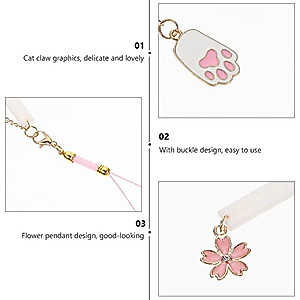 LUOZZY 2 Pcs Cellphone Strap Pendant Cat Paw Ornaments Cellphone Wrist Strap Anti-lost Phone Lanyard Bag Keychains Decor - Pink