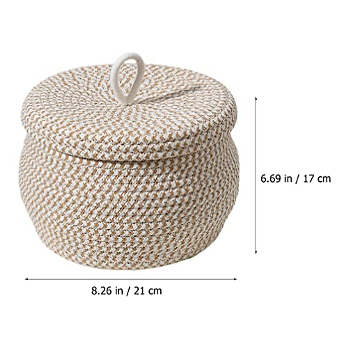Woven Baskets Woven Wastebasket Cotton Rope Trash Can Tabletop Garbage Cans Wicker Waste Basket with Lid Decorative Countertop Container for Laundry Utility Home Office Decor