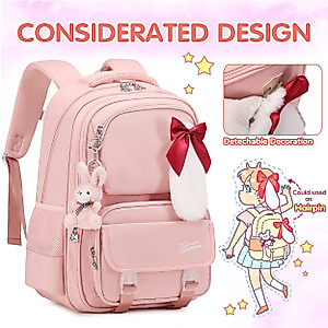 YOJOY Laptop Backpack 15.6 Inch School Bag Kids Elementary Primary Backpacks Large College Bookbags for Women Girls Teens Waterproof Travel Daypack (Pink)