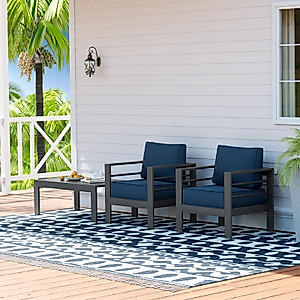 UDPATIO Aluminum Patio Chairs Outdoor Patio Furniture, 2 Pieces Aluminum Outdoor Couch Armchair with 5" Thick Cushion and Waterproof Cover