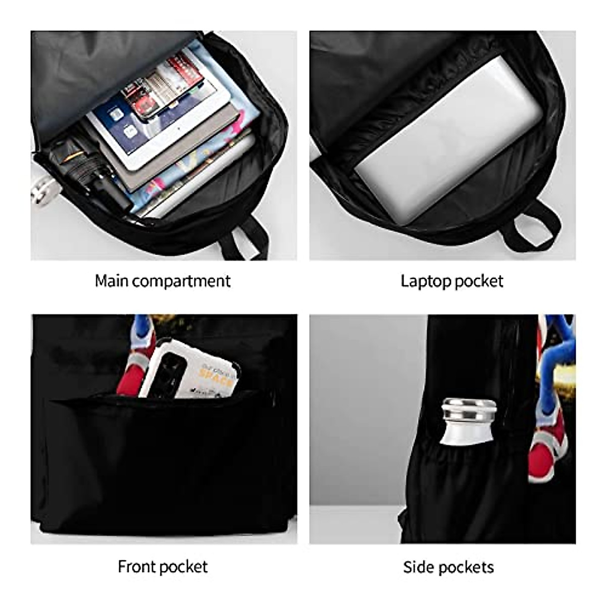 Large-capacity Lightweight Backpack, Casual Backpack With Cartoon Hedgehog Print