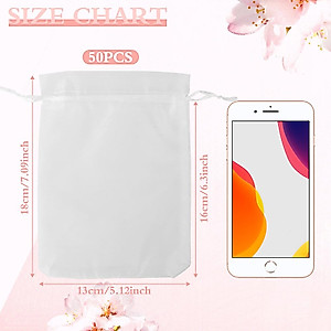 Organza Bags, Organza Bags 5 x 7 Inch, 50 Pcs White Sheer Party Favor Bags with Drawstring, Mesh Bags Drawstring, Jewelry Gift Bags, Small Mesh Gift Bags Candy Bags for Wedding Christmas Birthday