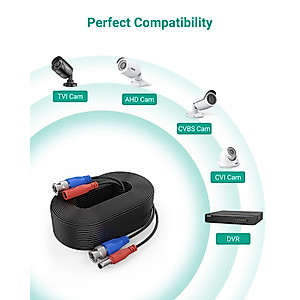 ANNKE 4 Pack 30M/100ft All-in-One Video Power Cables, BNC Extension Surveillance Camera Cables for CCTV Security DVR System Installation, Free 8 x BNC Connectors and 100pcs Cable Clips Included