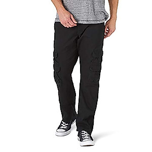 Wrangler Authentics Men's Premium Relaxed Fit Straight Leg Cargo Pant, Black, 38W X 30L