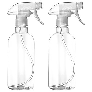 DIYSELF 2 Pack Spray Bottles for Cleaning, Empty Spray Bottle Clear, Plastic Spray Bottles Heavy Duty, Water Spray Bottle with Adjustable Nozzle, Mist/Stream, 16oz Spray Bottle for Hair, Plants, Pets