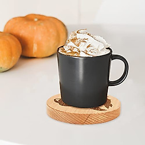 Whaline 4Pcs Halloween Wood Coaster Horror Movie Character Wood Round Coasters Halloween Holiday Cup Mat for Drinking Glasses Tabletop Protection Halloween Home Kitchen Office Decor