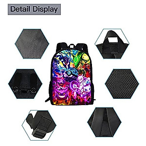 16" Boys Anime Backpacks For Teen Cartoon Backpacks Black Bookbag Lightweight Cute Daybag Travel Bag(A,15.7"*11.8"*5.5")