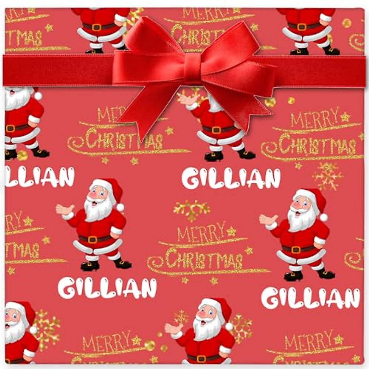 Artsadd Custom Christmas Wrapping Paper Rolls with Name, Personalized Wrapping Paper for Christmas Gifts, Personalized Christmas Wrapping Paper for Merry Christmas
