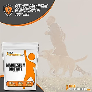 BulkSupplements.com Magnesium Orotate Powder - Magnesium Supplement, High Absorption Magnesium, Magnesium Orotate Supplements - Gluten Free, 700mg (49mg of Magnesium) per Serving, 250g (8.8 oz)