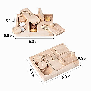 Augegel Guinea Pig Foraging Toys, 5 in 1 Hamsters Wooden Interactive Enrichment Toys,Rabbit Puzzle,Treat Dispenser for Small Animal Funny Toys, for Bunny, Chinchillas, Hamsters, Rats and Gerbils