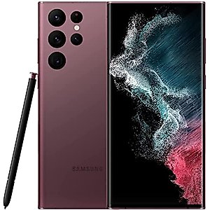 SAMSUNG Galaxy S22 Ultra Smartphone, Android Cell Phone, 128GB, 8K Camera & Video, Brightest Display, S Pen, Long Battery Life, Fast 4nm Processor - T-Mobile (Renewed) (Burgandy)