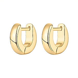 PAVOI 14K Yellow Gold Plated 925 Sterling Silver Post Ultra Thick Huggie Earring | Women's Mini Hoop Earrings | Gold Plated Small Hoops