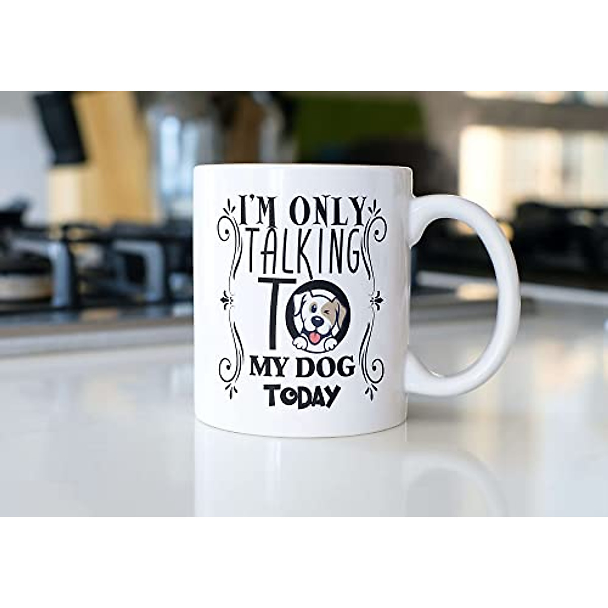 I'm only talking to my dog today, Coffee Mug For Dog Lovers, Dog Mom, Dog Dad, Funny Dog, Fun Novelty Gift for Women, a Vet or Dog Walker, Ceramic, 11OZ