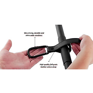 Brute Strength - Leather Stroller Hooks - Cognac 2X - Full Grain Leather - Mommy Hook - Stroller Clip - Bag Hook - Straps with Hooks - Carabiner Hook Clips