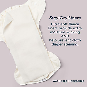 Esembly Cloth Diaper Stay-Dry Fleece Diaper Liner, Moisture-Wicking, Keeps Baby Dry, Prevents Staining, Protects Diaper, Easier to Clean, Washable, Reusable, Super-Soft, 12-Pack, One Size