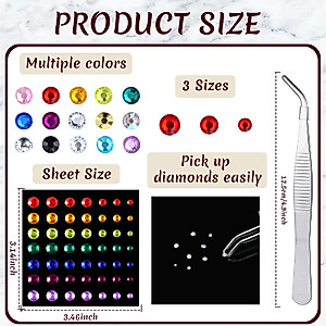 9 Sheets Bindi Dots Nose Stud Stickers Body Face Eye Ear Fake Crystals Gems Jewelry Self Adhesive Fake Nose Ring Stud Rhinestones Non Piercing for Women Girl Makeup Party Accessory Decoration
