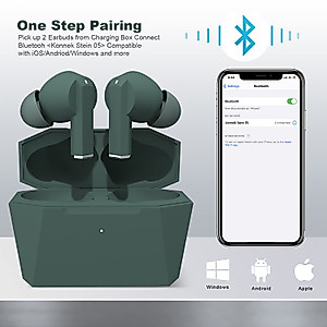 Konnek Stein Wireless Earbuds Bluetooth 5.0 Headphone, Type-C Charging Case 320mAh, Touch Control, Built-in Mic Active Noise Cancelling True Wireless Earbud - Green
