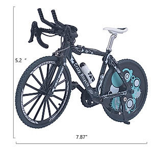 Ailejia Mini Bike Ornament Toy Doodle Bicycle Mountain Cake Topper Dirt Bike Party Decorations BMX Finger 1:8 Scale Curved Simulation Toys for Home Decor,Collection (Black)