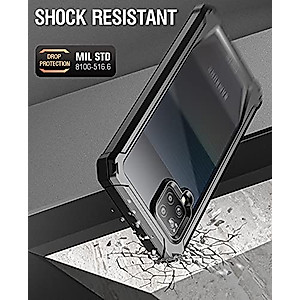 Poetic Guardian Case Designed for Samsung Galaxy A42 5G, Built-in Screen Protector Work with Fingerprint ID, Full Body Hybrid Shockproof Bumper Cover Case, Black/Clear