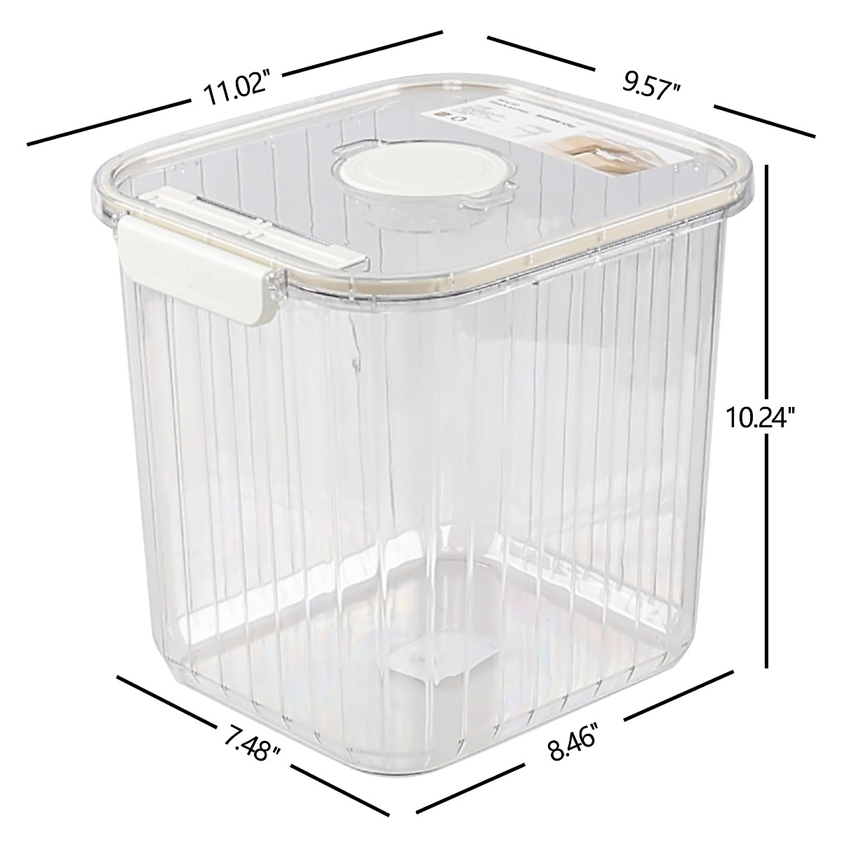 Eagrye 22 Lbs Large Rice Storage Container with Measuring Cup, Clear Pets Food Bin with Seal Locking Lid, Dry Food Flour Bin for Rice, Flour, Pet Food, Baking Supplies