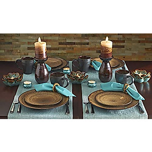 Pfaltzgraff Cambria 16-Piece Stoneware Dinnerware Set, Service for 4, Dark Brown
