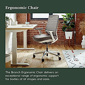 Branch Ergonomic Chair - A Versatile Desk Chair with Adjustable Lumbar Support, Breathable Mesh Backrest, and Smooth Wheels - Experience Optimal Comfort and Support - Pebble - White