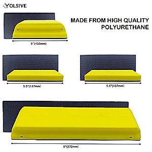 VOLSIVE 7pcs Hand Sanding Block Set, Rectangle Handheld Sanding Pad, Hook and Loop Interchangeable Assorted Shapes, for Sanding or Polishing in Auto Body and Paint Shops - Yellow