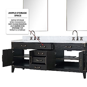 Bell+Modern Harbor 84 in W x 22 in D Black Oak Double Bath Vanity and Carrara Marble Top