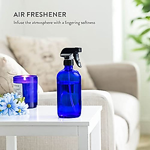 Blue Cobalt Glass Spray Bottles, 16-Ounce (2-Pack) Refillable Glass Sprayer Container with Durable Leakproof Trigger Sprayer Mist/Stream/Lock for Cleaning Products, Essential Oils, Aromatherapy, Water