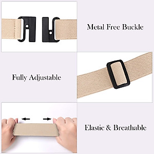 SUOSDEY Women Belt Stretch Elastic Invisible Belts for Women Beige with No Metal Buckle US Size:0-14