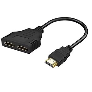 HDMI Splitter Cable Compatible with Fire TV Stick, Fire TV, Toshiba Samsung HDTV HD LED LCD TV, 1080P Male to Dual HDMI Female 1 to 2 Way HDMI Splitter Adapter Support Two TVs at The Same Time