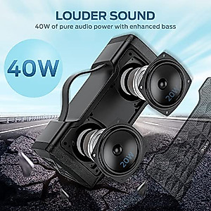 Oraolo Loud Bluetooth Speaker Upgrade 40W Wireless Portable Large Speaker Stereo Sound, IPX6 Waterproof, Support TF Card/AUX, Built-in Mic for Home Party Outdoor