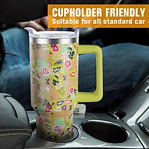 owbgsdh Boxer Dog Gifts for Women Dog Lovers 40 oz Floral Boxer Lover Tumblers with Handle and Straw, Stainless Steel Vacuum Insulated Travel Coffee Mug Cup Water Bottle