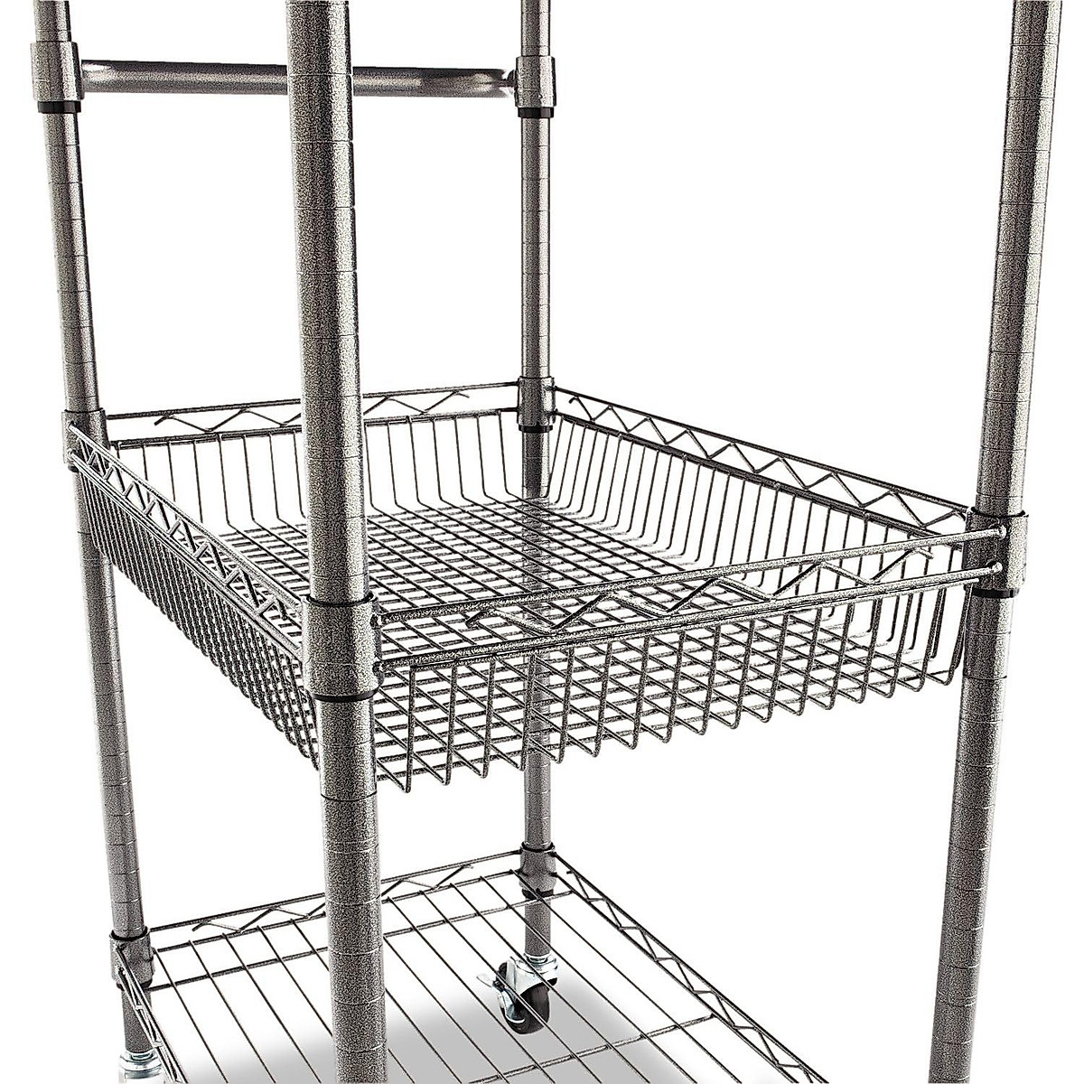 Alera 3-Tier Wire Rolling Cart, 3-Tier Wire Rolling Cart,28w x 16d x 39h, Black Anthracite