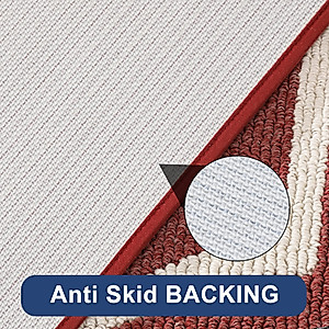 COSY HOMEER Long Kitchen Floor Mats for in Front of Sink Super Absorbent Kitchen Rugs and Mats 24"x79" Non-Skid Kitchen Mat Standing Mat Washable,Polypropylene,Red,Frame