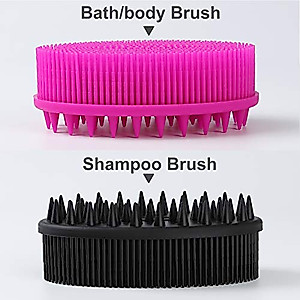 2pcs Upgrade Silicone Body Scrubber,Easy to Clean Silicone Loofah,Exfoliating Body Brush,and More Hygienic Than Traditional Loofah,Lathers Well(Black&Purple)