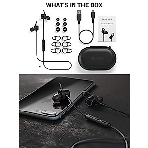 Bluetooth Earbuds Wireless Magnetic Headset Sport Earphones for Running IPX7 Waterproof Headphones 10 Hours Playtime High Fidelity Stereo Sound and Noise Cancelling Mic 1 Hour Recharge Black