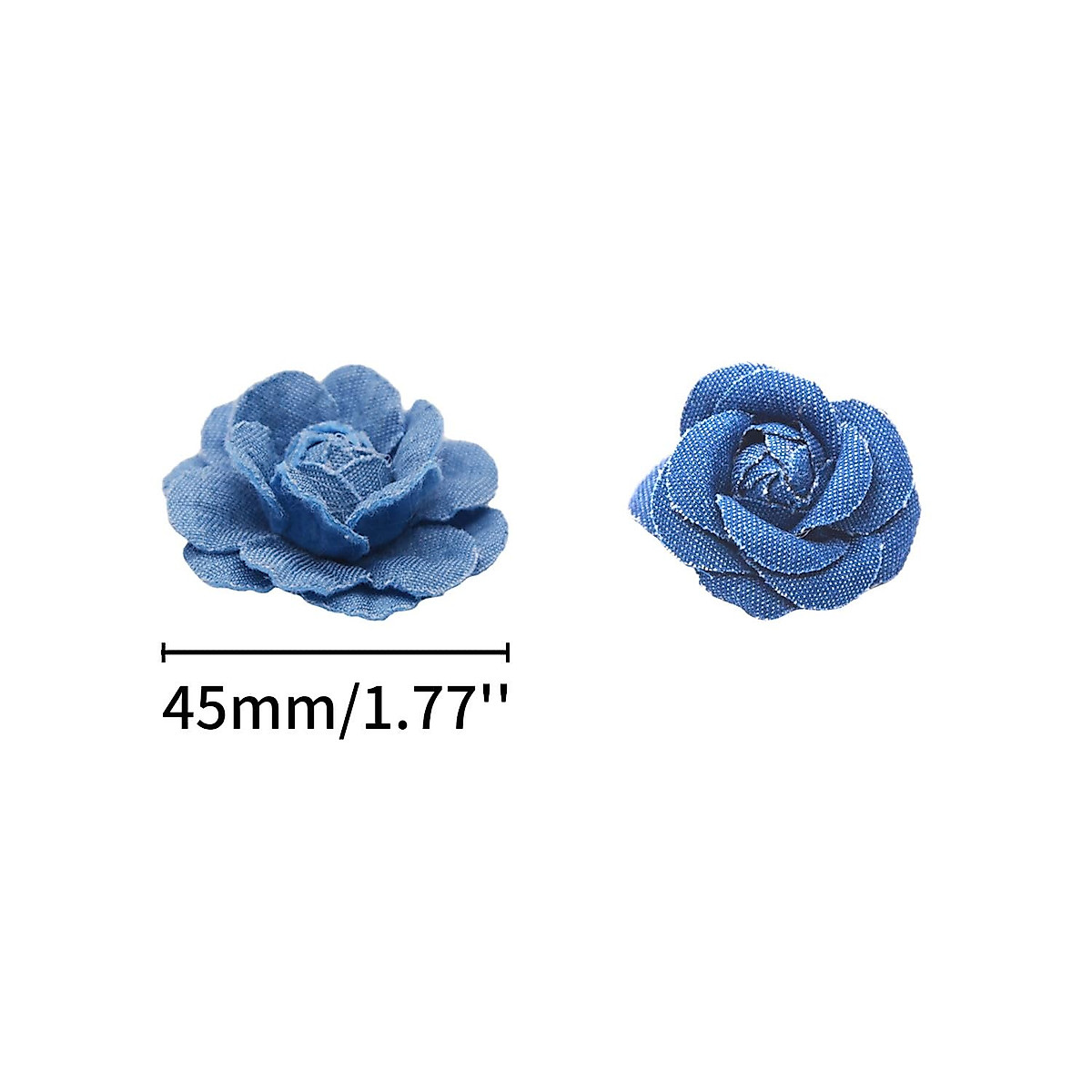 Begino 6Pcs Denim Flower Cloth 3 Sizes Denim Fabric Flowers Hair Accessories Clothes Hats Dress Decoration DIY