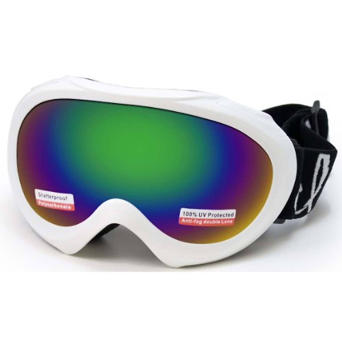 Cloud 9 - Professional Kids Boys Girls & Toddlers Ski Goggles Anti-Fog Dual Lens UV400 Protection Triple Layered Foam Snowboarding Snow Goggles in White with Flash Mirror Lens