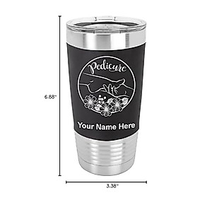 LaserGram 20oz Vacuum Insulated Tumbler Mug, Pedicure, Personalized Engraving Included (Silicone Grip, Black)